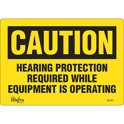 "Hearing Protection Required" Noise Hazard Sign, 7" x 10", Vinyl, Engl ...